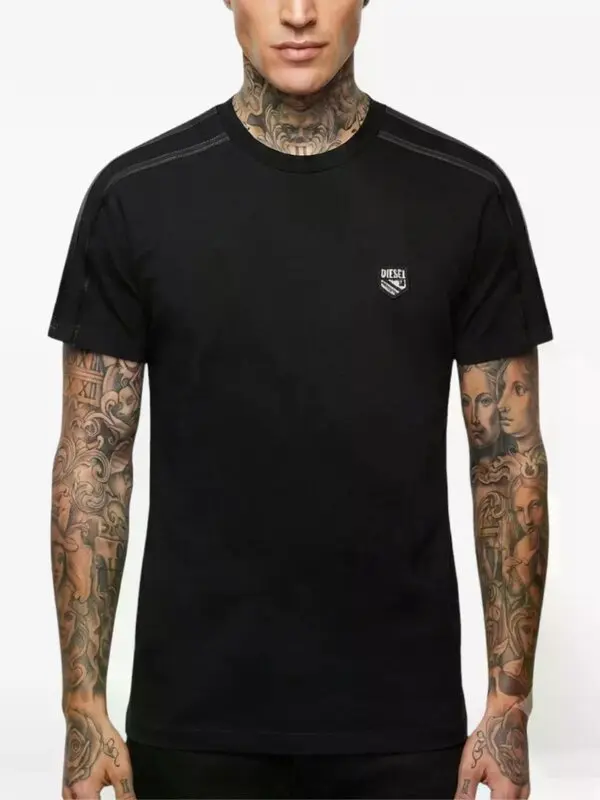 DIESEL® T-shirt With Contrast Trims And Logo-patch