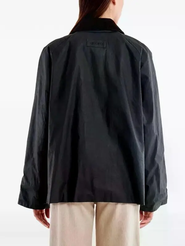 VICOLO Corduroy-collar Waxed-effect Coat