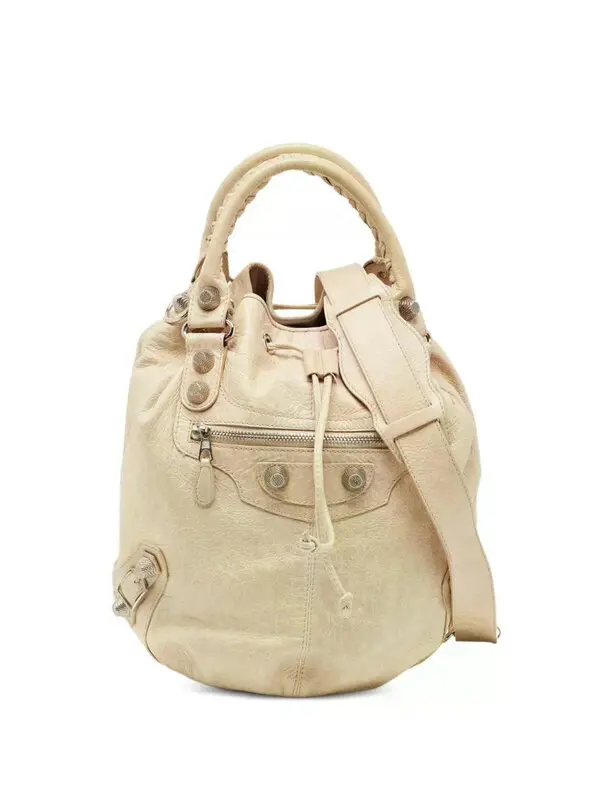 Balenciaga Giant Brogue Pompon Bucket Bag - Neutrals