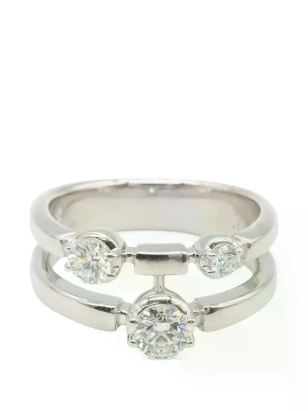 TASAKI 2010s Diamond Double-band Ring - Silver