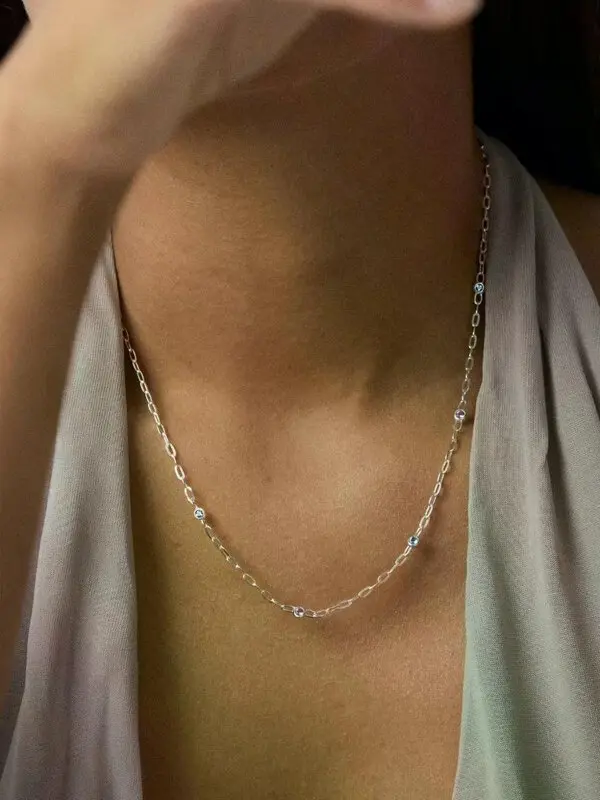 DINNY HALL White Sapphire Paperclip Chain Necklace - Silver