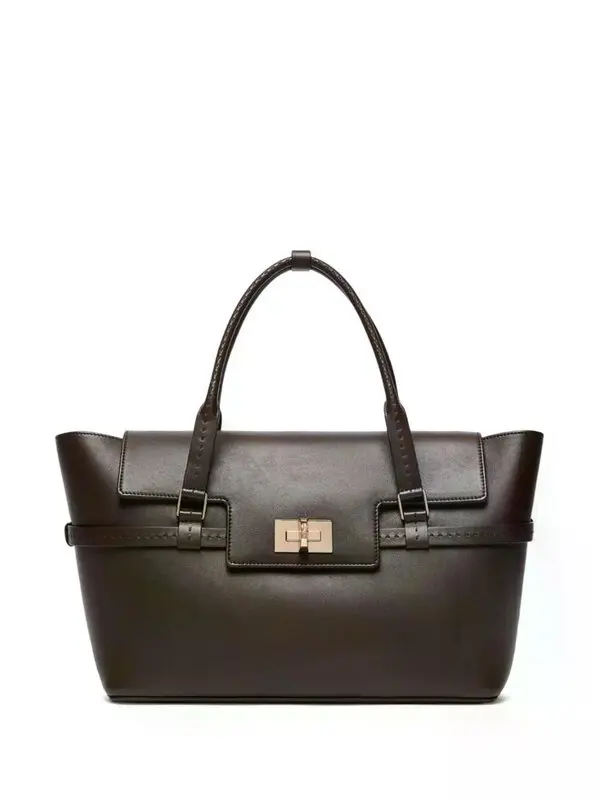 Max Mara Margaux Soft Smooth Leather Handbag Dark