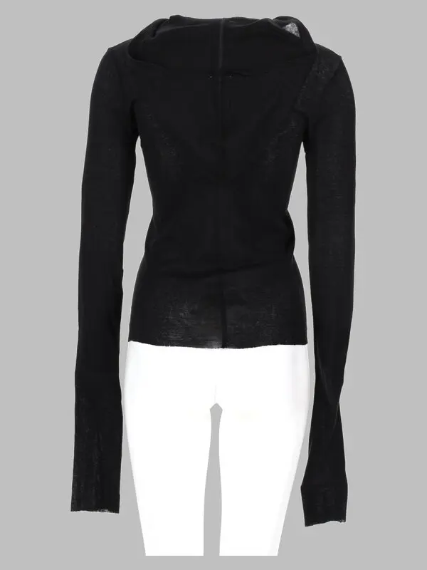 Rick Owens T-shirt Cropped Hooded Rib Ls T
