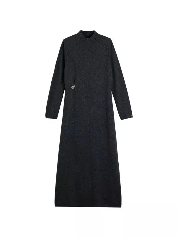 Tommy Hilfiger Monogram-plaque High-neck Maxi Dress