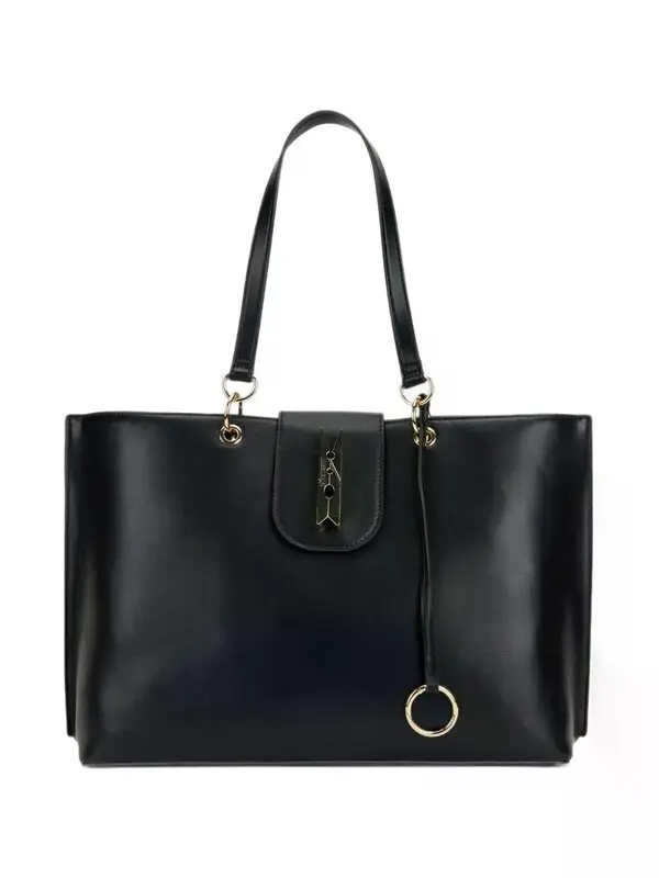 Moschino Logo-plaque Metallic-ring Tote Bag - Black