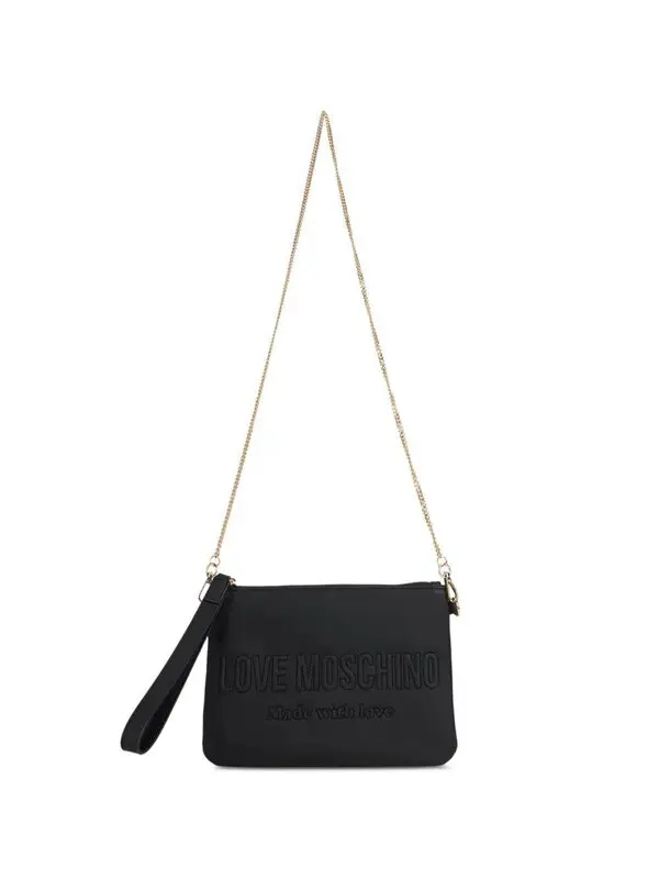 Moschino Logo-embossed Chain-link Shoulder Bag - Black
