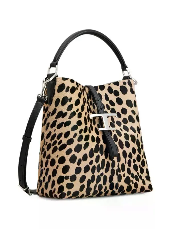 TOD'S T Timeless Leopard-print Bucket Bag - Neutrals