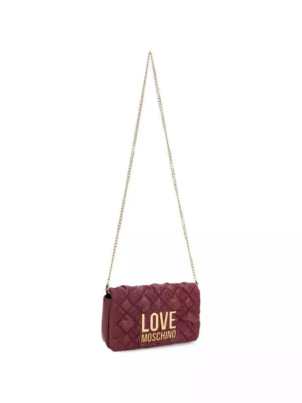 Moschino Quilted Logo-plaque Shoulder Bag - Red
