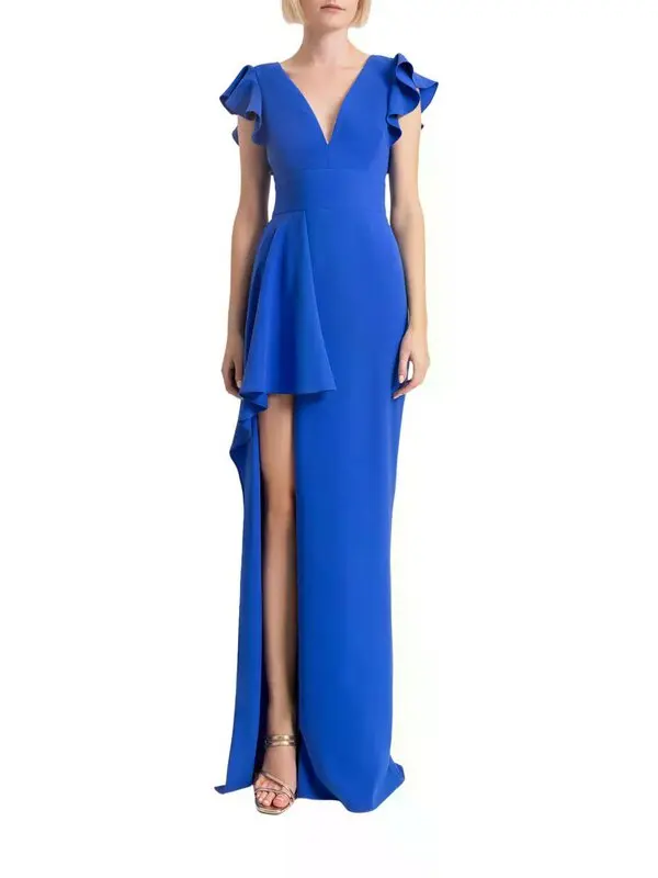 GEMY MAALOUF Ruffled-sleeve Draped Dress
