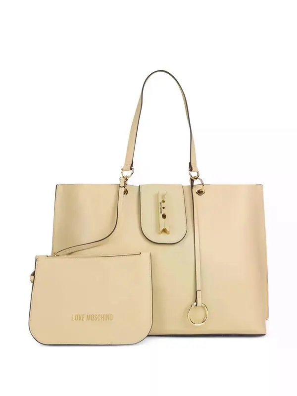 Moschino Logo-plaque Cothes-peg-detail Tote Bag - Neutrals