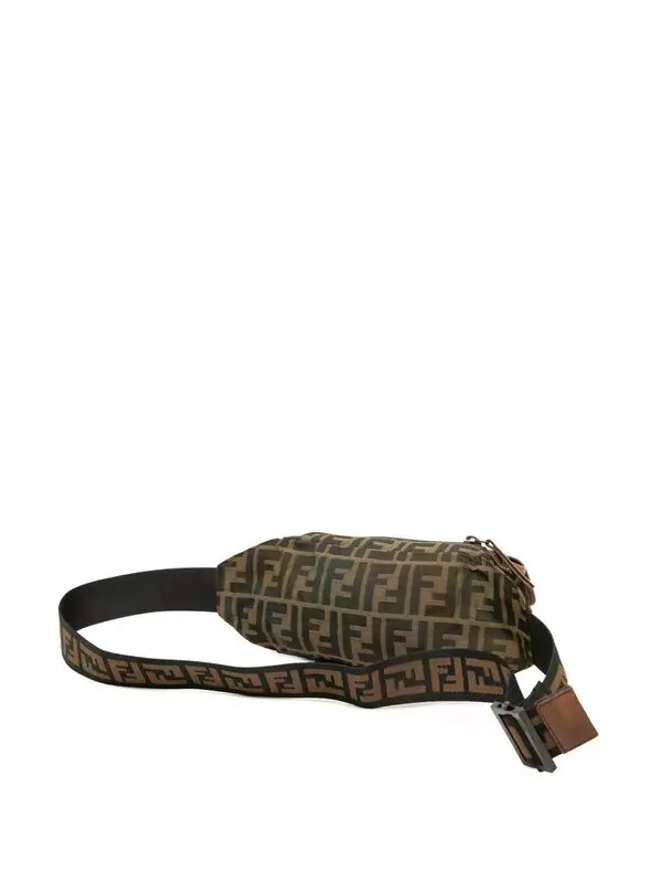 Fendi 2000-2010 Zucca Canvas Double Pocket Belt Bag - Brown