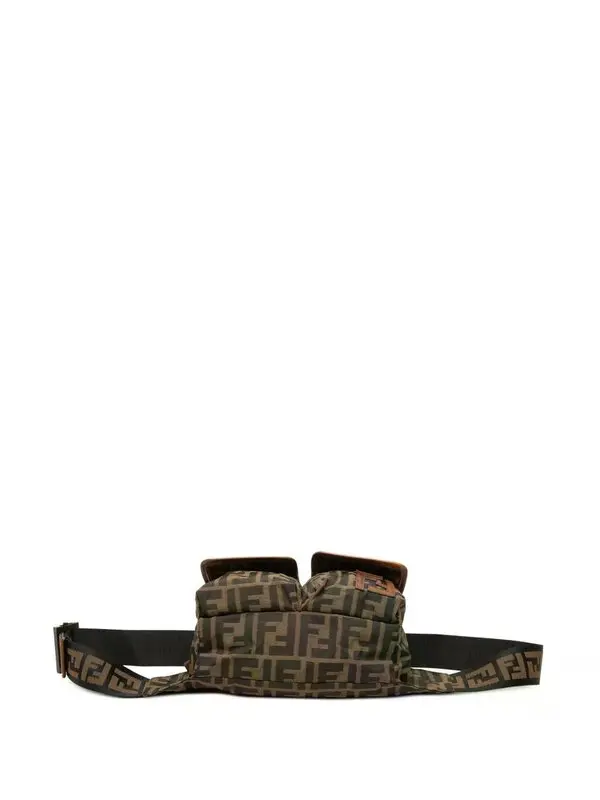 Fendi 2000-2010 Zucca Canvas Double Pocket Belt Bag