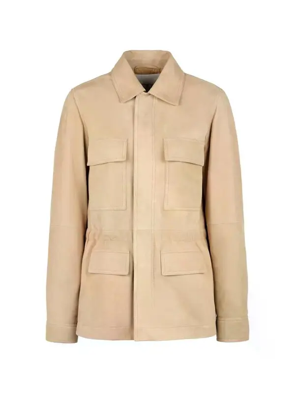 TOD'S Leather Field Field Jacket In Pashmy Suede - Neutrals