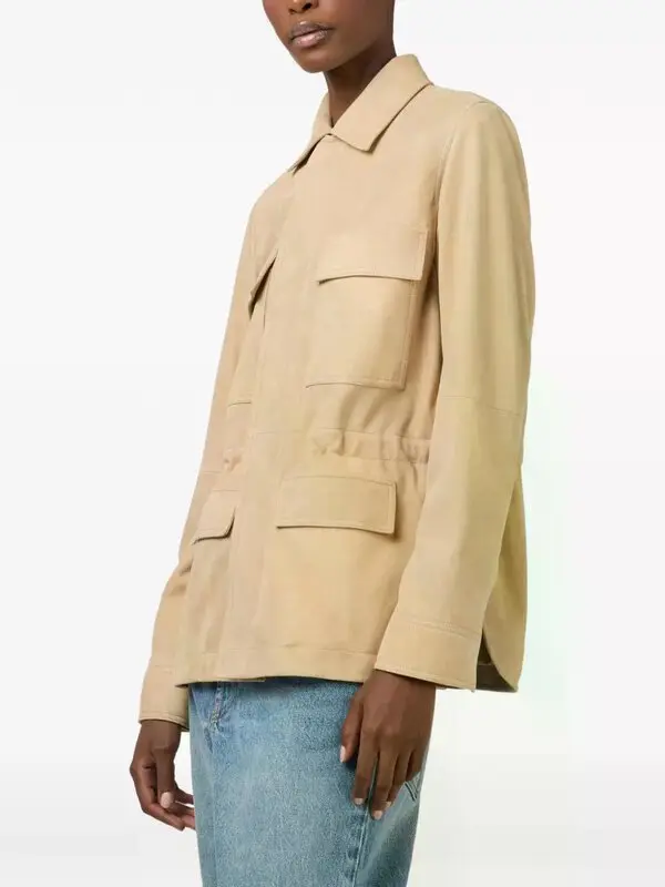 TOD'S Leather Field Field Jacket In Pashmy Suede - Neutrals