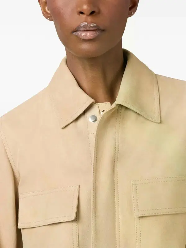 TOD'S Leather Field Field Jacket In Pashmy Suede - Neutrals