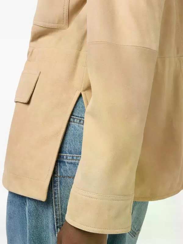 TOD'S Leather Field Field Jacket In Pashmy Suede - Neutrals