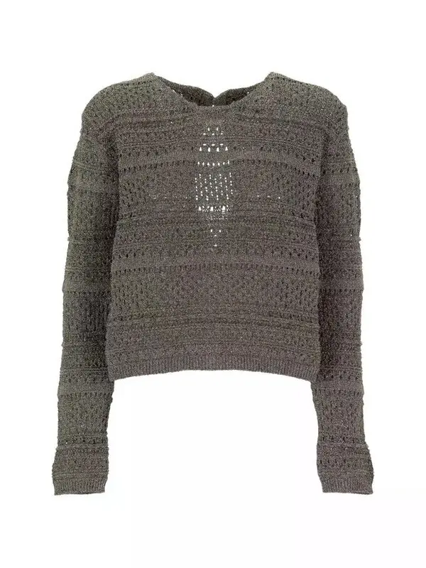 THE EROSE Metallic-effect Pointelle-knit Sweater