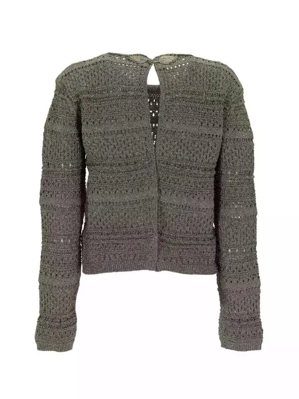 THE EROSE Metallic-effect Pointelle-knit Sweater