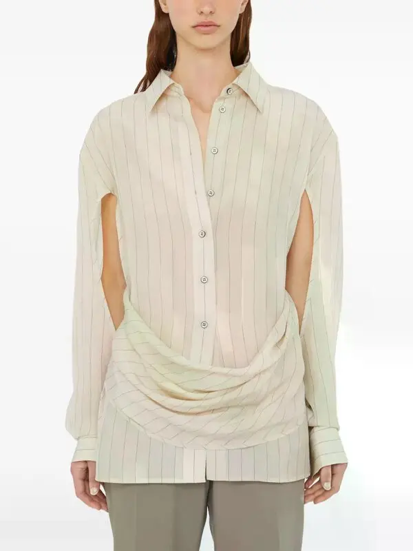 Christopher Esber Pinstripe Draped Shirt - Neutrals
