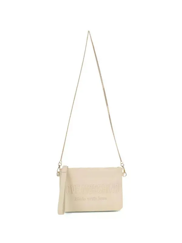 Moschino Logo-debossed Chain-link Shoulder Bag - Neutrals