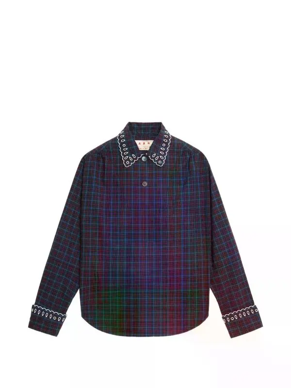 Marni Plaid Broderie Anglaise Shirt
