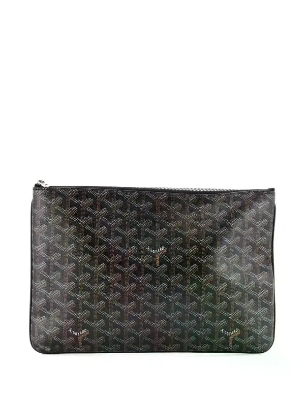Goyard Senat Zip Coated Canvas Mm Pouch - Black