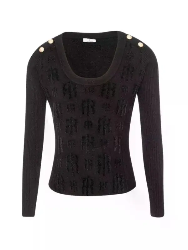 FRACOMINA Logo-jacquard Button-detail Sweater
