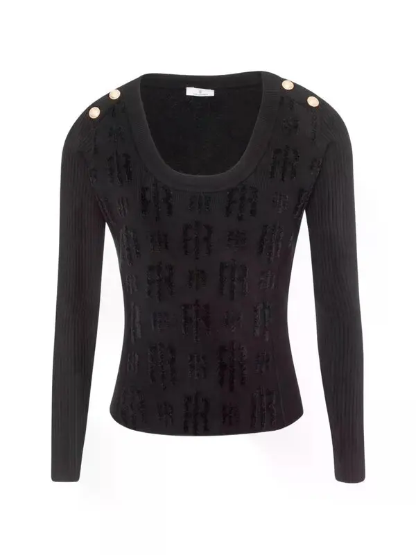 FRACOMINA Logo-jacquard Button-detail Sweater - Black