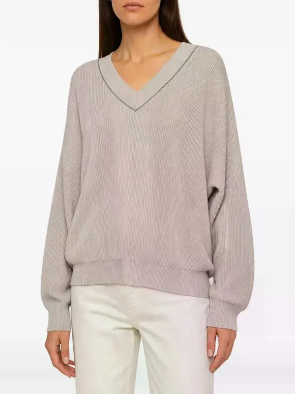 Brunello Cucinelli Monili-beaded V-neck Sweater