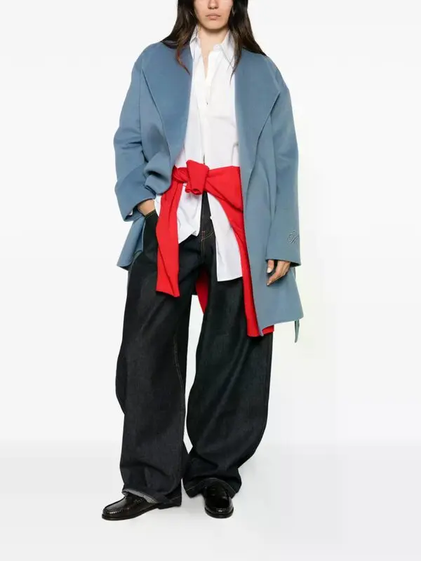 Emporio Armani Belted Logo-embroidered Coat