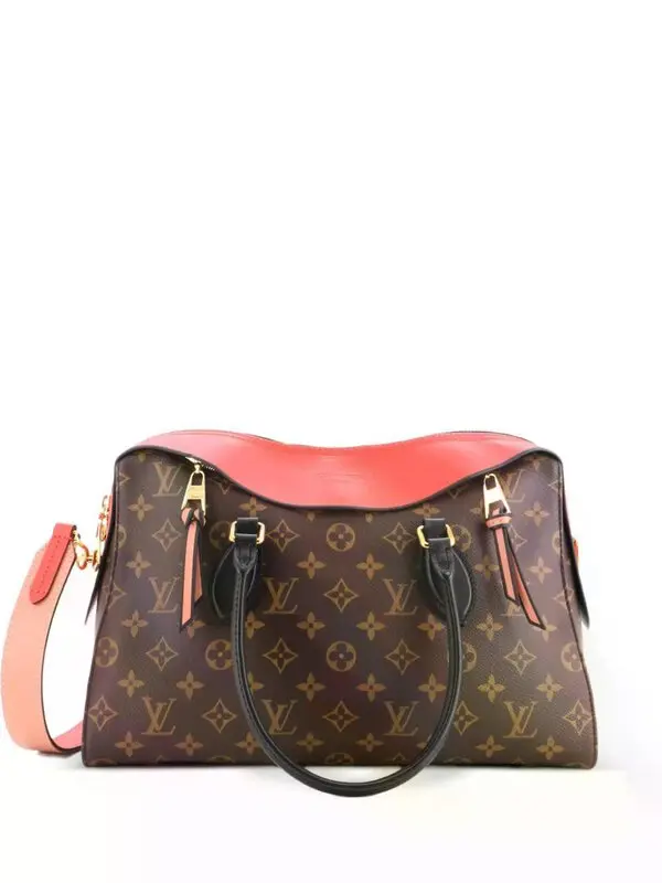 LOUIS VUITTON Tuileries Handbag Monogram Canvas With Leather Satchel - Black