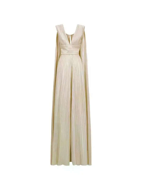 GEMY MAALOUF Pleated Cape-detail Jumpsuit - Neutrals