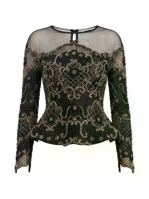 GEMY MAALOUF Bead-embellished Peplum Top
