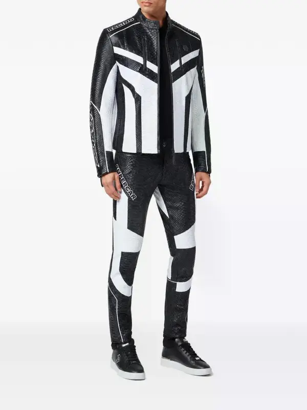 Philipp Plein Python Leather Pants Vegas Racing