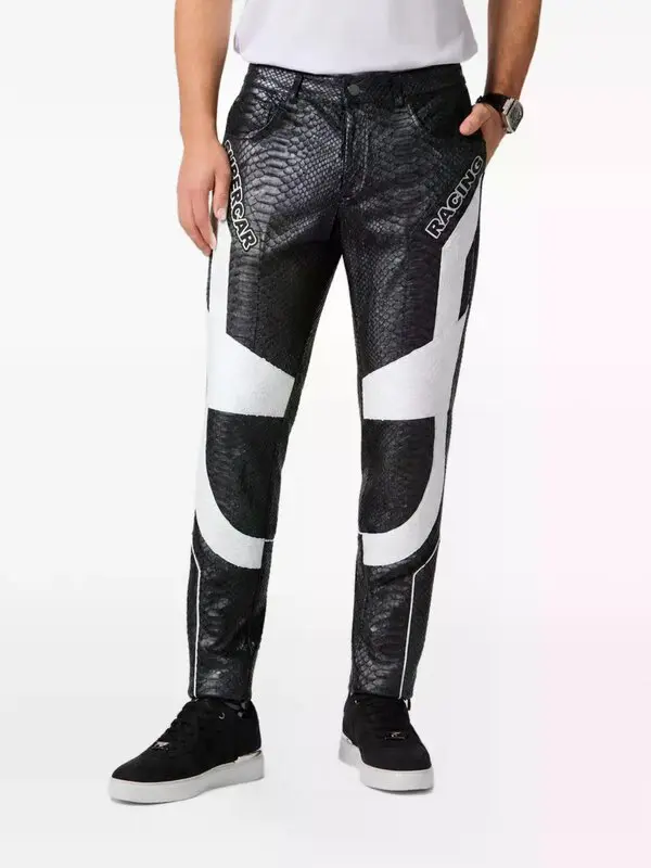 Philipp Plein Python Leather Pants Vegas Racing