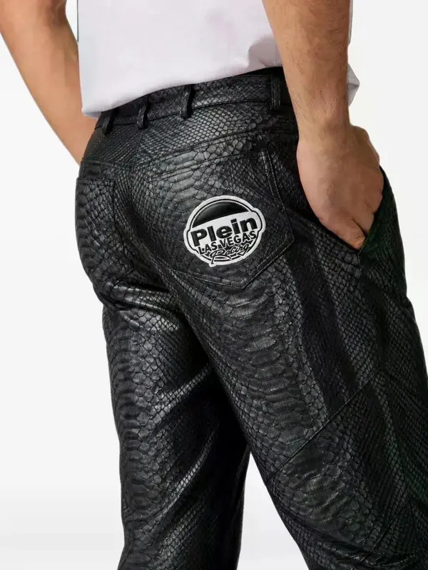 Philipp Plein Python Leather Pants Vegas Racing