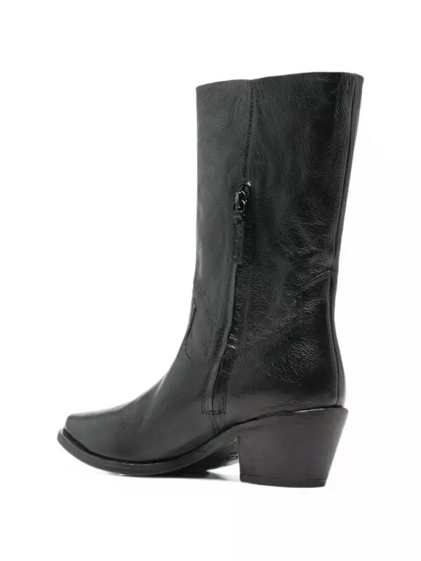 ZOLFO Pointed-toe Leather Ankle Boots