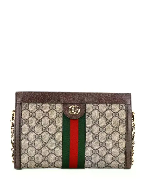 Gucci Ophidia Chain Shoulder Bag Gg Coated Canvas Small Crossbody Bag - Brown