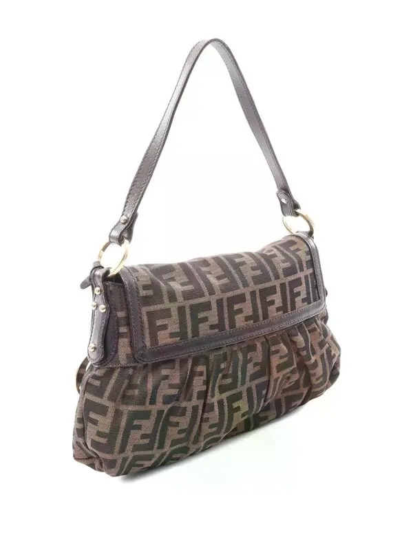 Fendi 2000-2010 Small Zucca Canvas Chef Flap Shoulder Bag