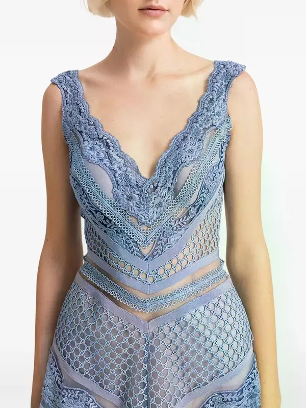 GEMY MAALOUF Lace-panelled Sleeveless Dress