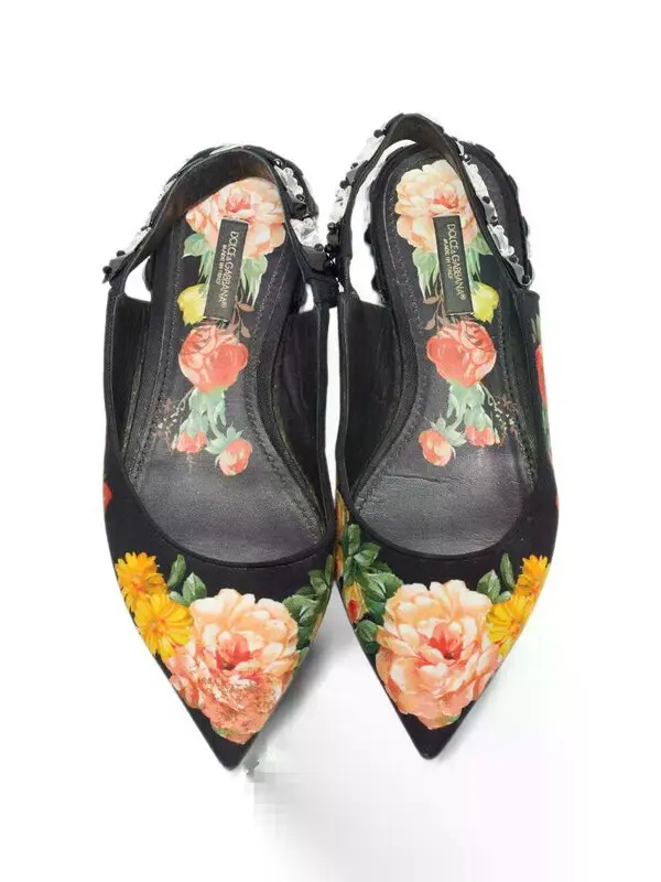 Dolce & Gabbana Crystal Embellished Floral-print Ballet Flats
