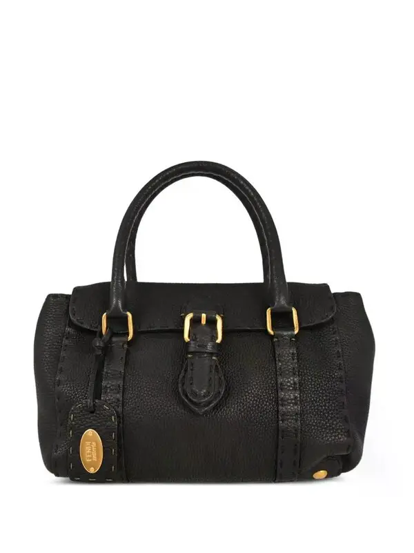 Fendi Mini Selleria Linda Whipstitch Tote Bag - Black