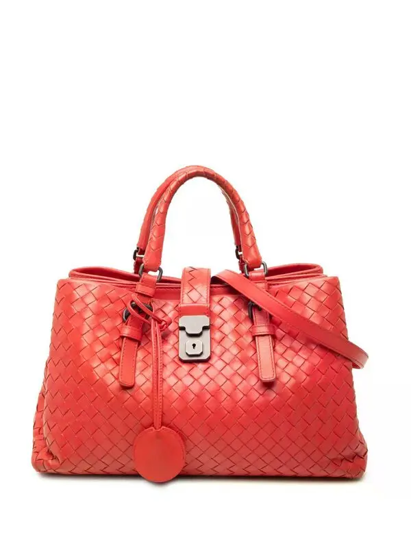 Bottega Veneta 2012-2026 Small Nappa Intrecciato Roma Satchel - Red