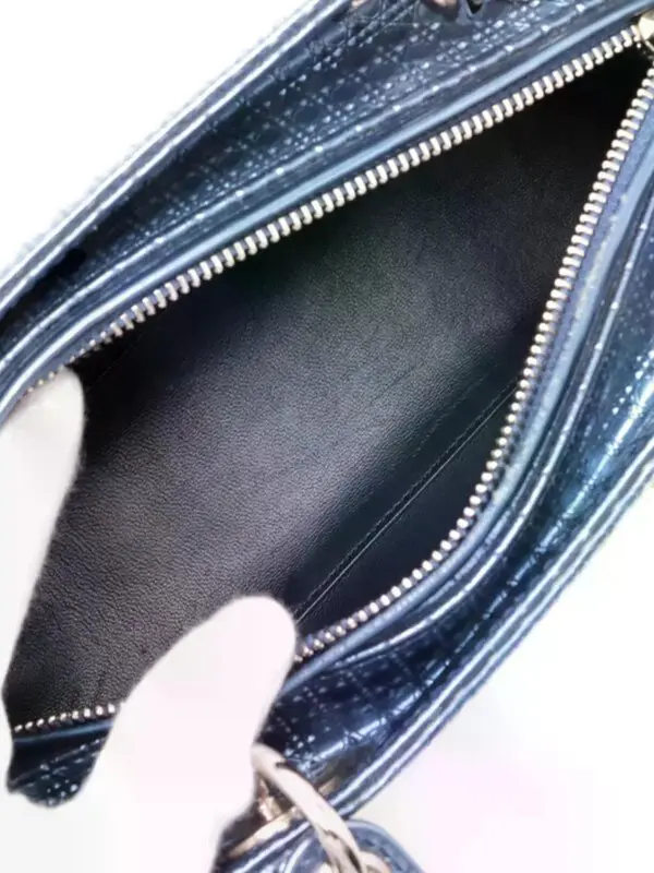 Dior 2010-2026 Medium Metallic Patent Microcannage Lady Satchel