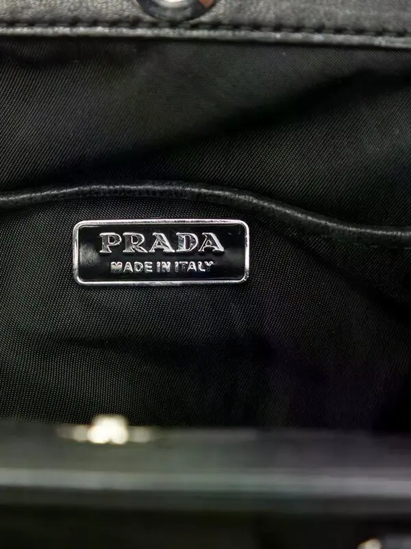 Prada 2000-2013 Beaded Tessuto Evening Bear Frame Handbag