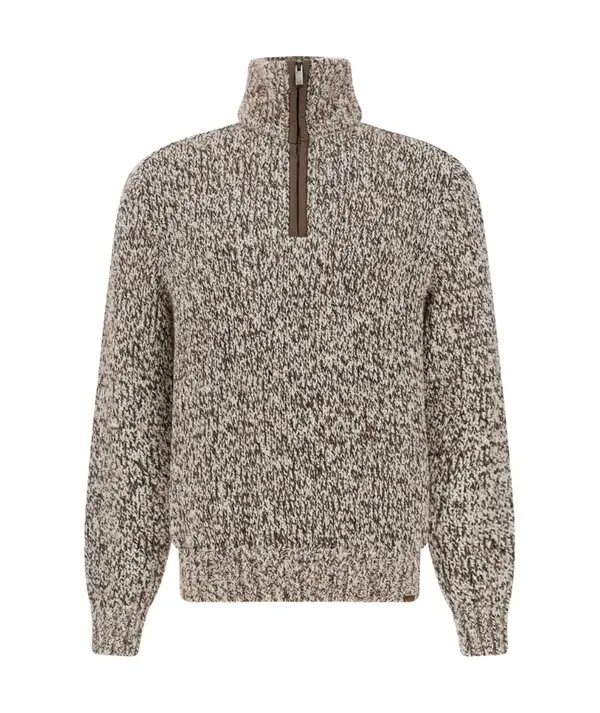 Paul & Shark Half‑zip Sweater In Melange Wool And Alpaca Blend