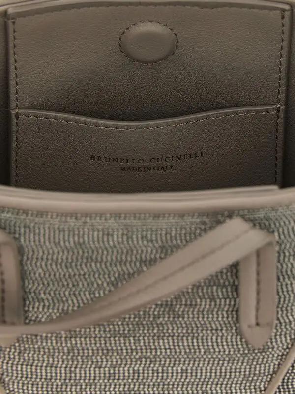 Brunello Cucinelli Bc Duo Suede Calfskin Mini Handbag With Monili