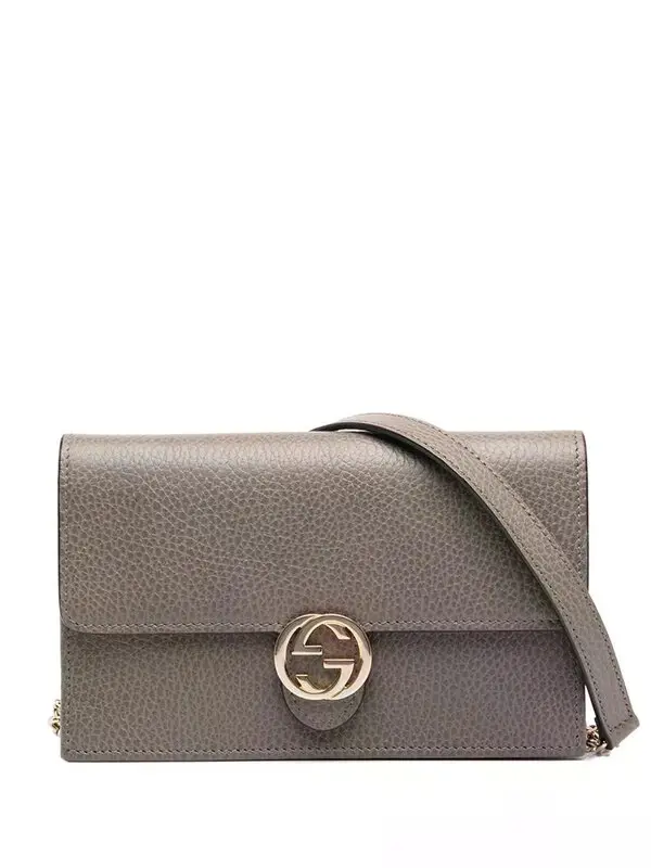 Gucci 2000-2015 Dollar Calfskin Interlocking G Wallet On Chain Crossbody Bag - Grey