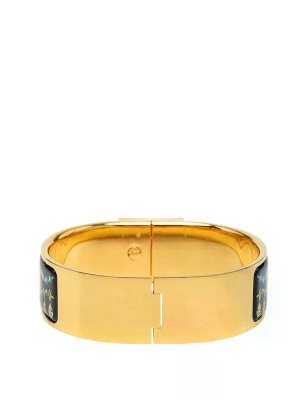 Hermès 2000-2026 Wide Printed Enamel Loquet Bracelet Pm Costume Bracelet - Black