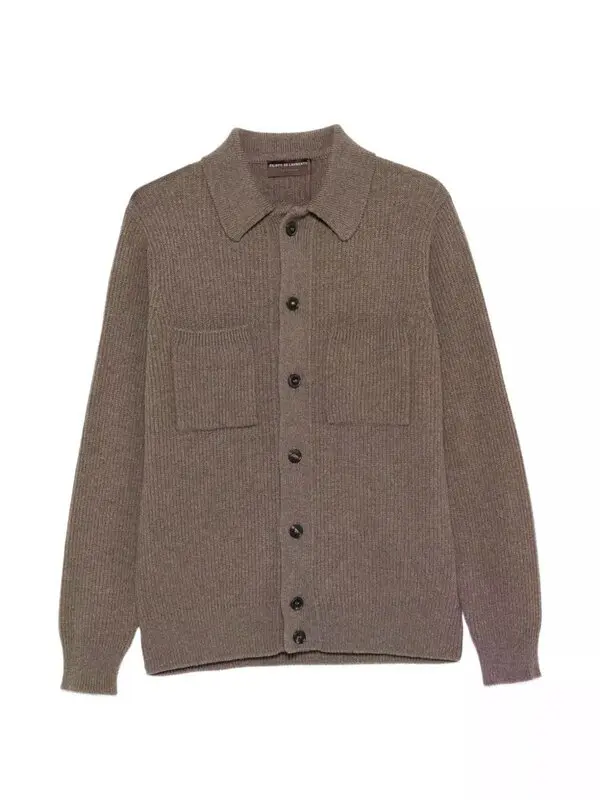 FILIPPO DE LAURENTIIS Ribbed-knit Patch-pocket Cardigan